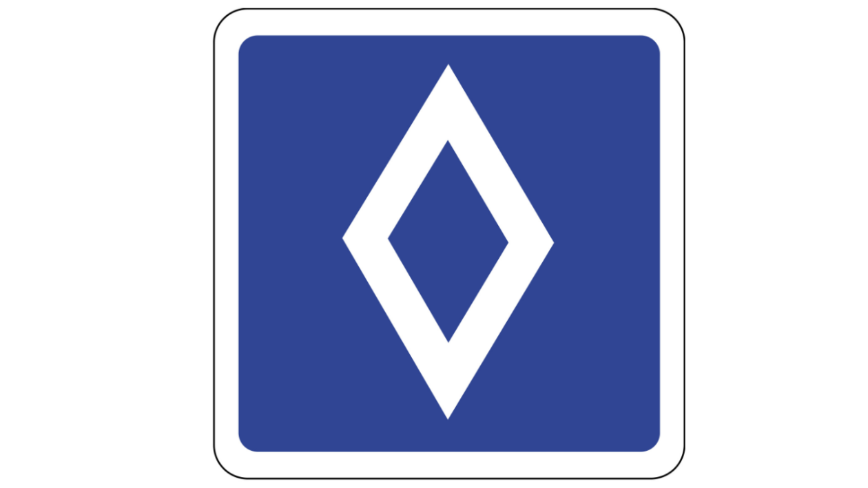 Weiße Raute auf blauem Grund: Neues Verkehrsschild in Frankreich für ...