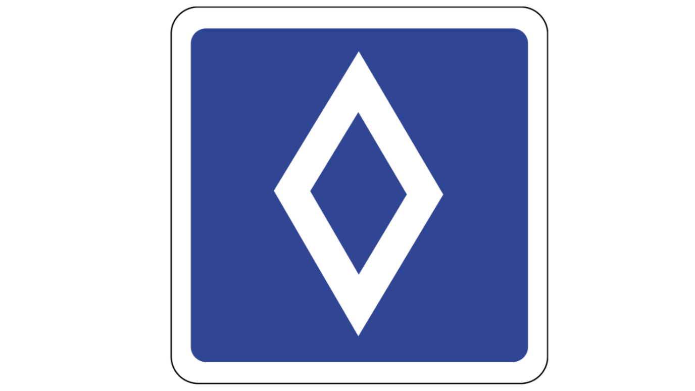 Weiße Raute auf blauem Grund: Neues Verkehrsschild in Frankreich für ...
